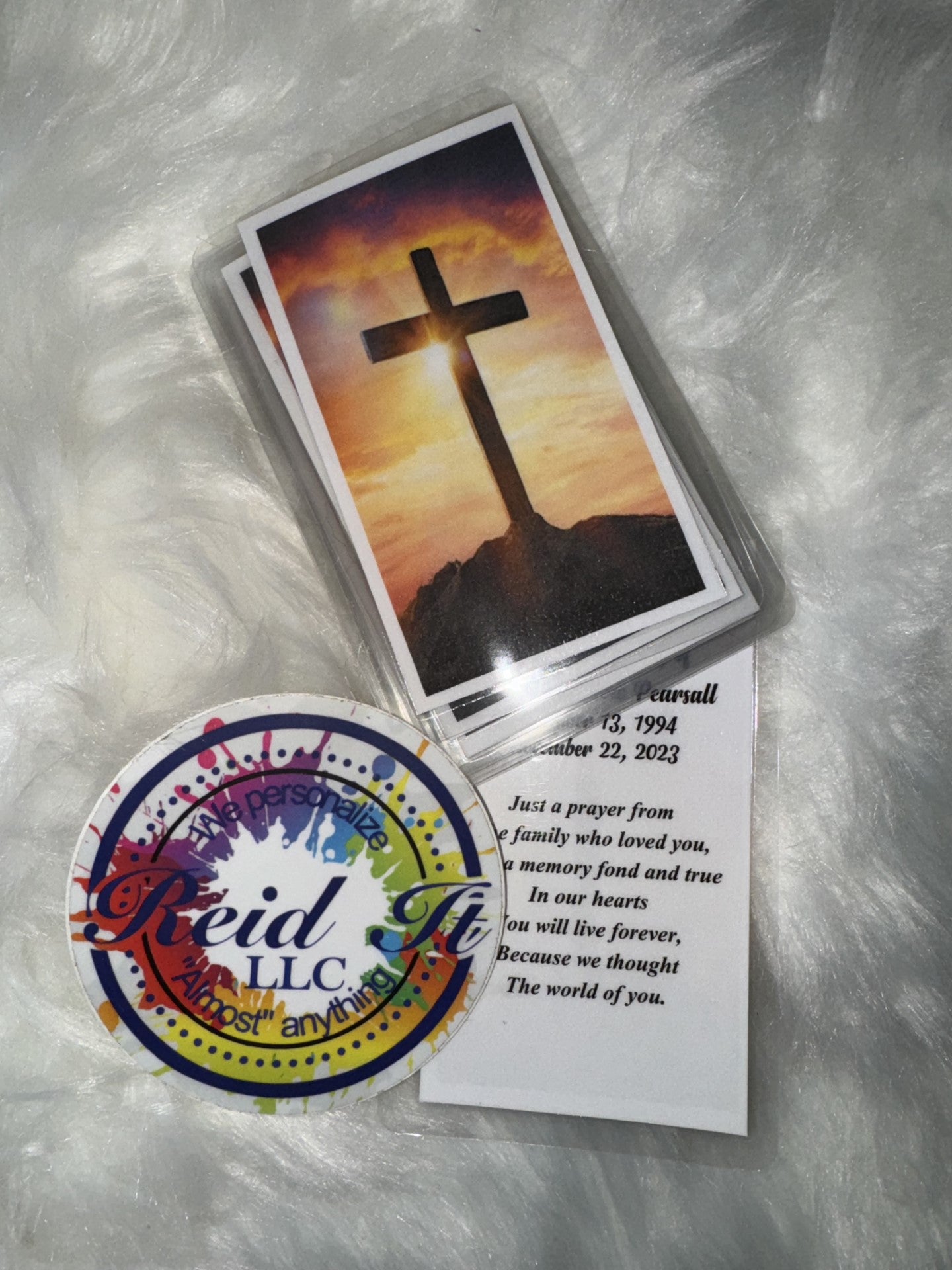 Memorial cards – Reid It and Reid It Buttons